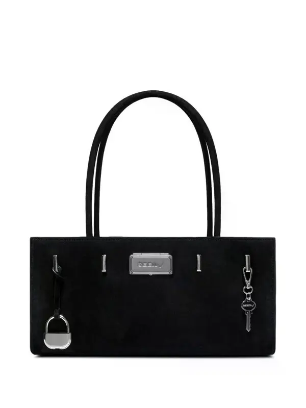 SEEN USERS Aura Suede-finish Padlock-detail Tote Bag - Black