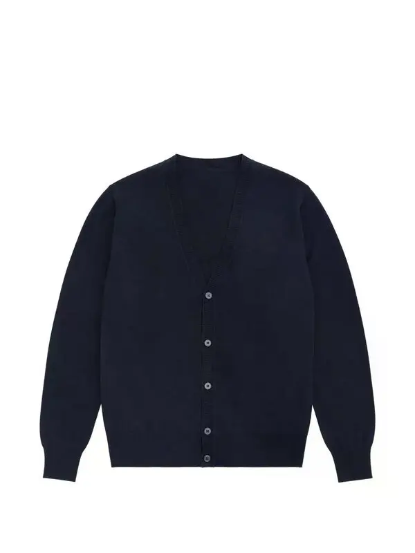 Emporio Armani Logo-embroidered V-neck Cardigan - Blue