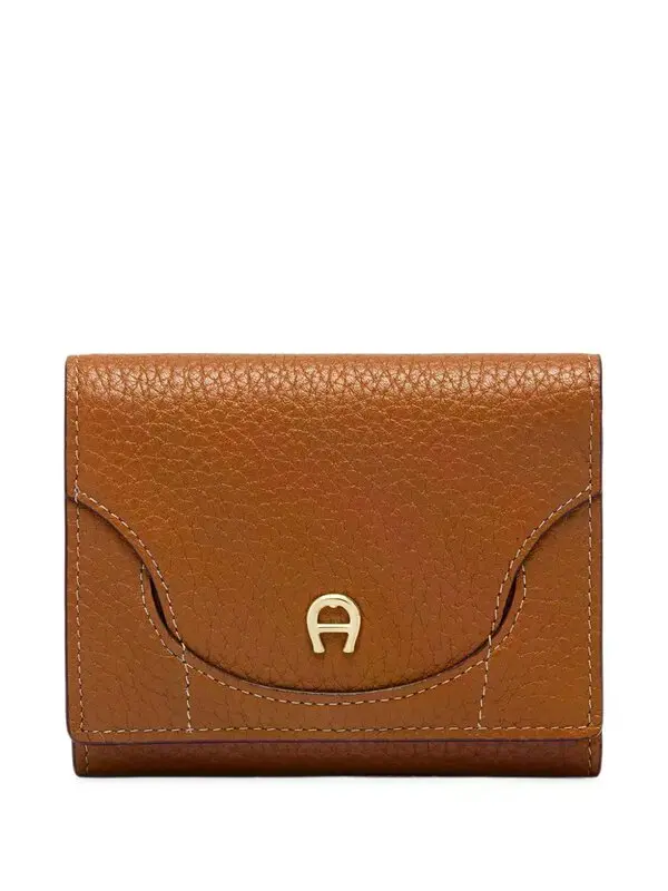AIGNER Hazel Logo-plaque Pebbled Wallet - Brown