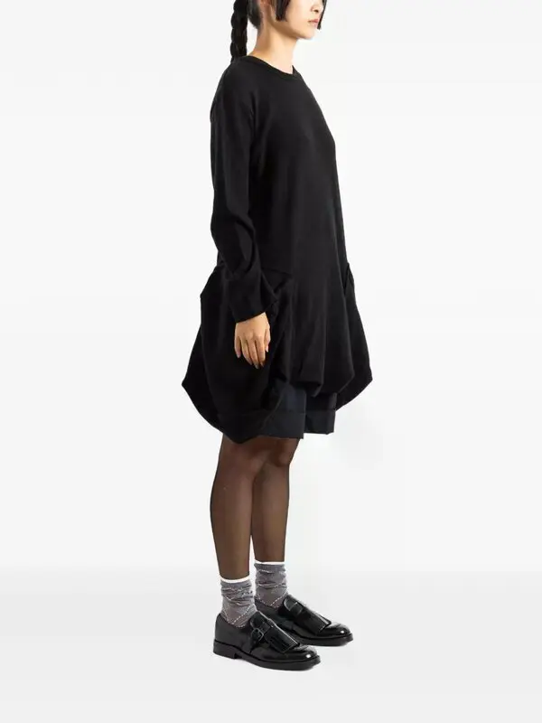 Comme Des Garçons Draped-pocket Boiled Wool Sweater Dress