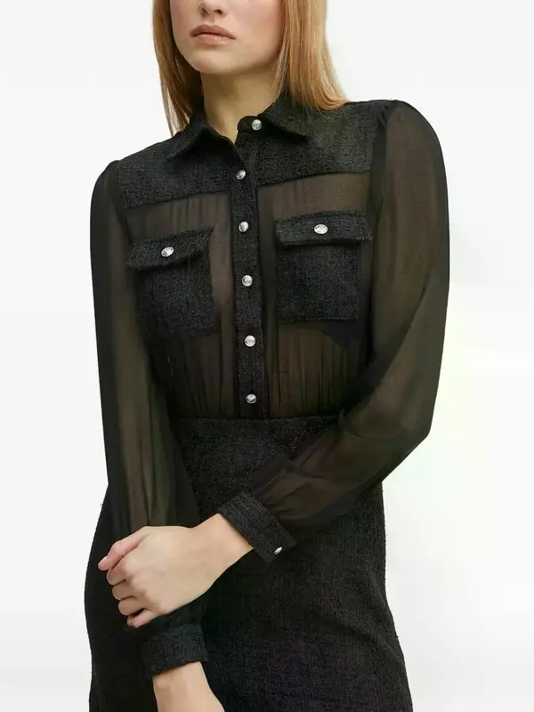 MORGAN Sheer-panel Tweed Mini Dress