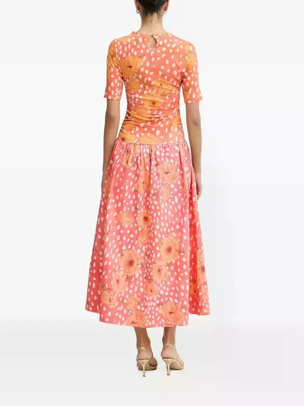 NEVER FULLY DRESSED Floral-print Ruched Maxi Dress