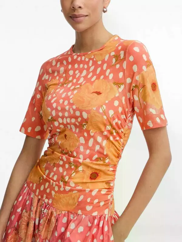 NEVER FULLY DRESSED Floral-print Ruched Maxi Dress