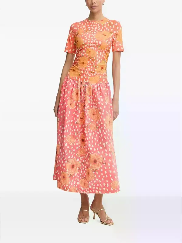 NEVER FULLY DRESSED Floral-print Ruched Maxi Dress