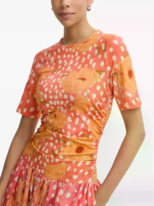 NEVER FULLY DRESSED Floral-print Ruched Maxi Dress