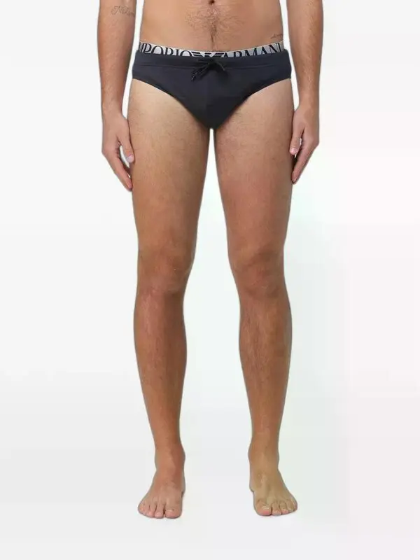 Emporio Armani Logo-waistband Drawstring Swim Briefs