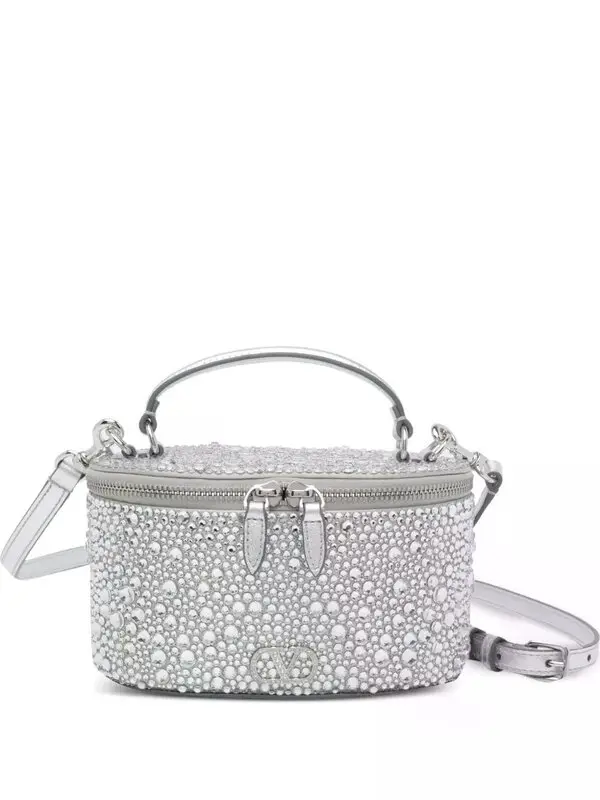Valentino Garavani Vlogo Signature Crystal-embellished Crossbody Bag - Silver