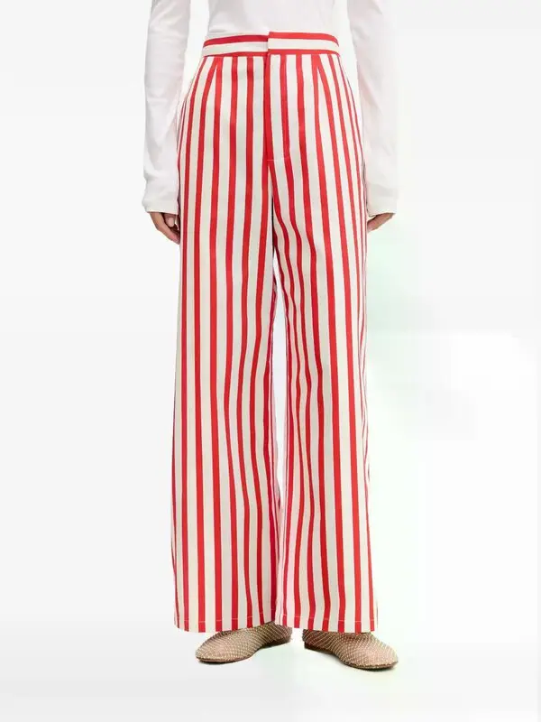NEVER FULLY DRESSED Striped Banana-embroidered Trousers