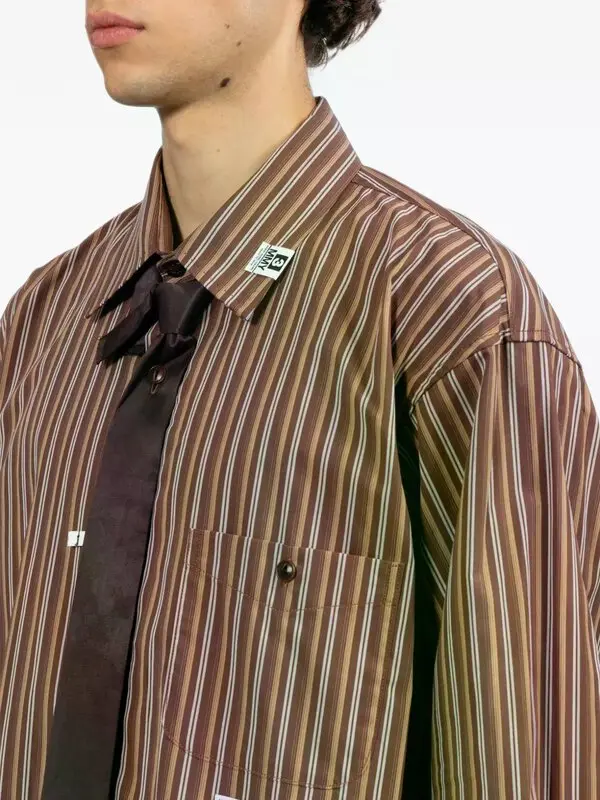 Mihara Yasuhiro Vertical-stripe Tie-detail Shirt