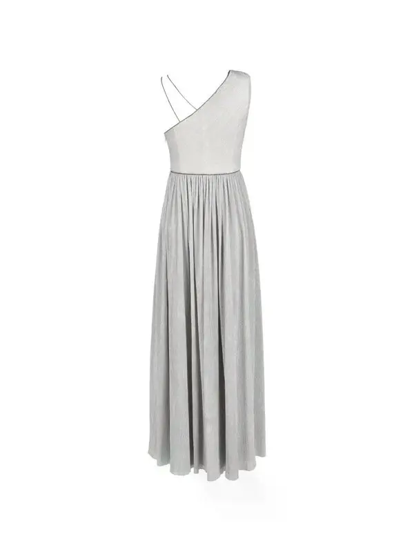 Vintage One-shoulder Pleated Maxi Dress