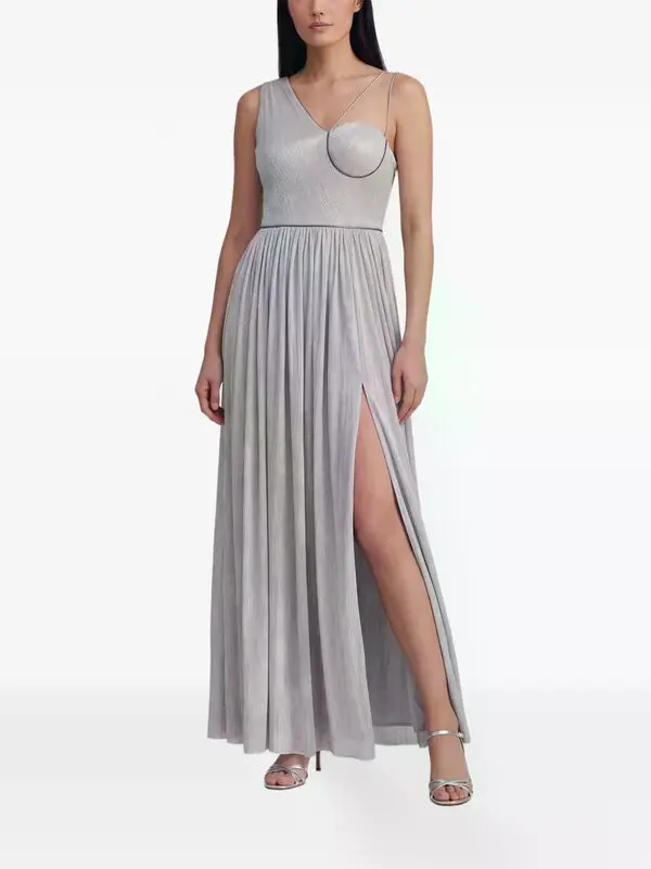 Vintage One-shoulder Pleated Maxi Dress
