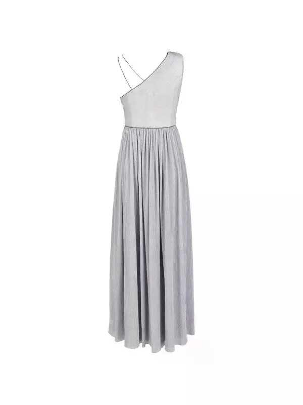 Vintage One-shoulder Pleated Maxi Dress