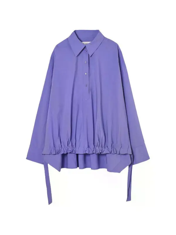 PSOPHIA Ruffled Asymmetric-hem Polo - Purple