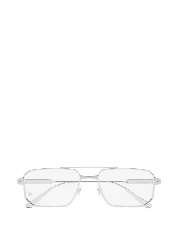 Cartier Santos De Geometric-frame Glasses - Silver
