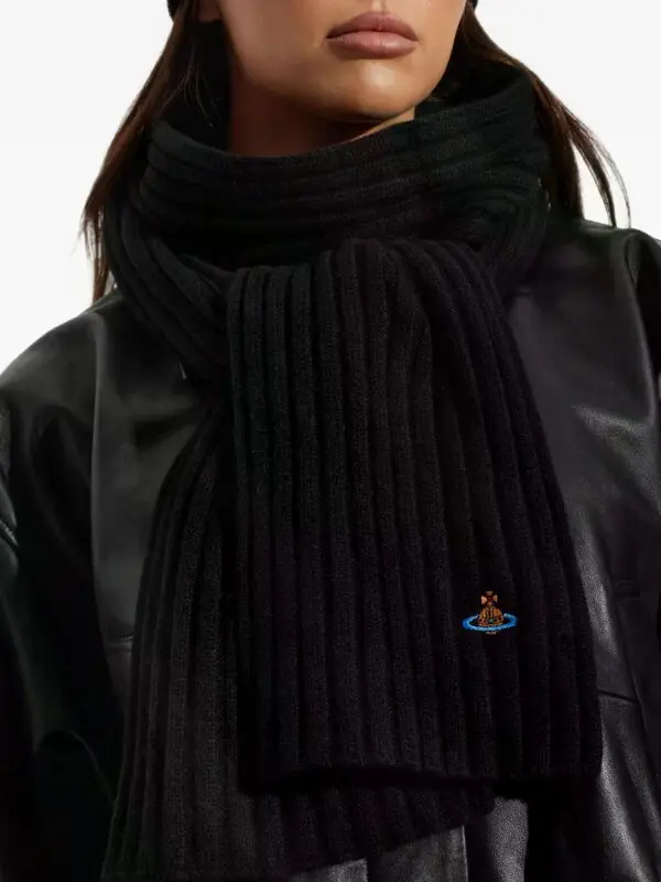 VIVIENNE WESTWOOD Classic Ribbed Orb-embroidered Scarf