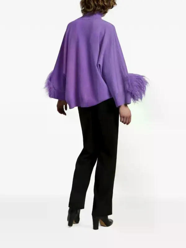 Alberta Ferretti Feather-trim Roll-neck Sweater