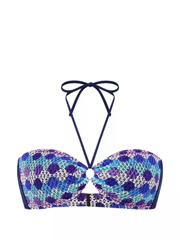 GOTTEX Diamond-knit Halterneck Bikini Top - Blue