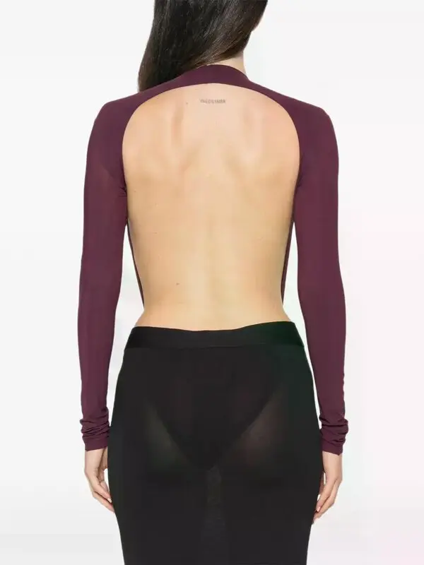 AMAZUIN Anais Pussy-bow Open-back Bodysuit - Purple