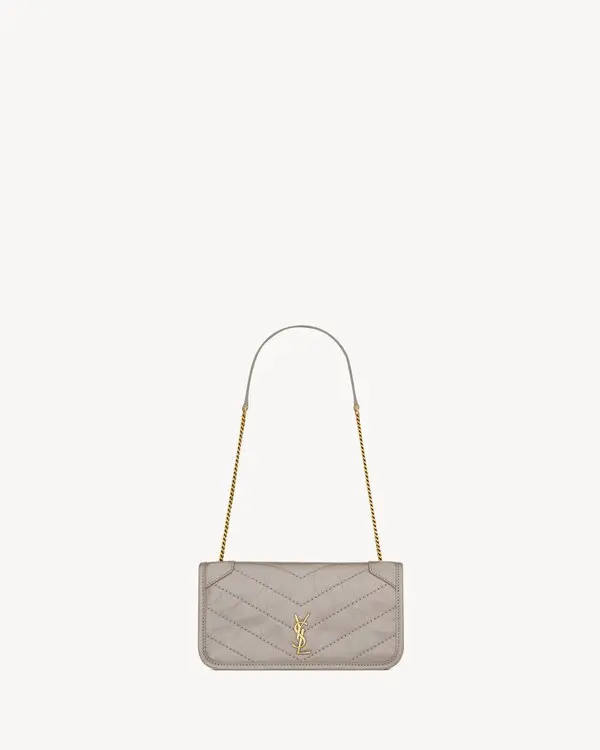 Saint Laurent Niki Chain Pouch In Vintage Leather - Taupe