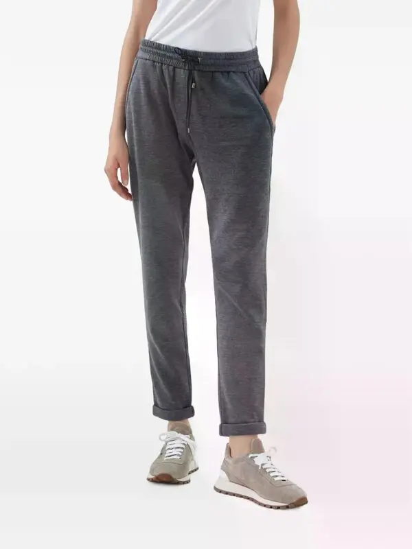 Brunello Cucinelli Cotton And Silk Interlock Trousers With Shiny Pocket Detail - Grey