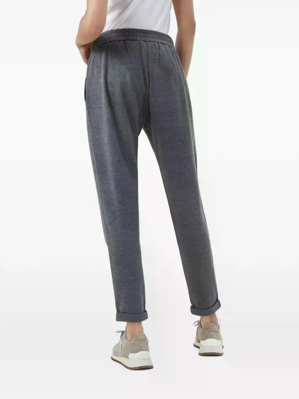 Brunello Cucinelli Cotton And Silk Interlock Trousers With Shiny Pocket Detail - Grey
