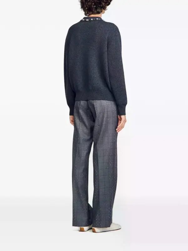 Sandro Crystal-embellished Polo Sweater