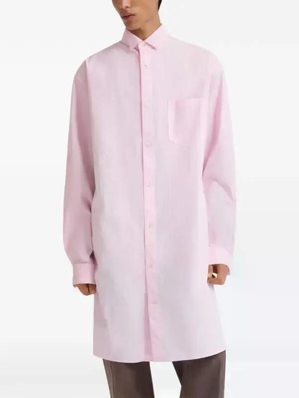 Marni Poplin Longline Shirt With Raised Stripes