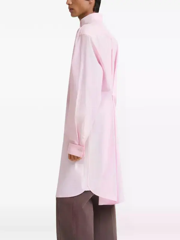 Marni Poplin Longline Shirt With Raised Stripes