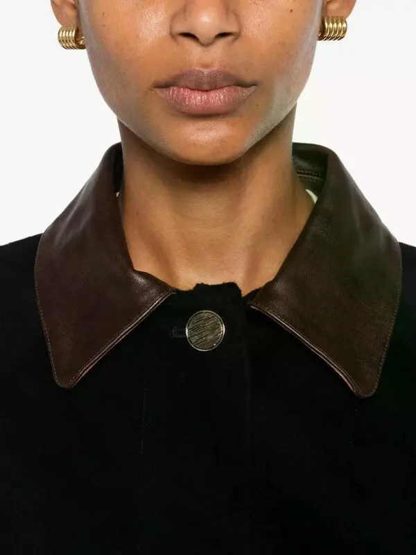 Sandro Leather-trim Wool Coat