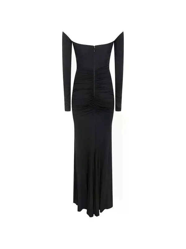 Elisabetta Franchi Ruched Maxi Dress - Black