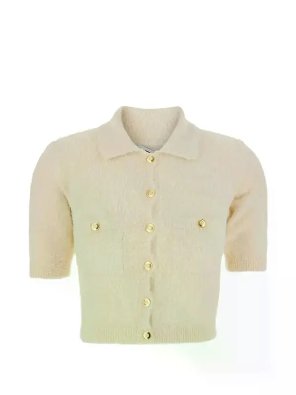 Elisabetta Franchi Button-up Short-sleeve Sweater - Neutrals