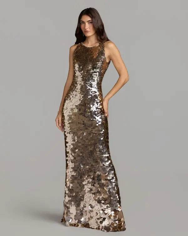 Mac Duggal Sleeveless Sequin Column Gown