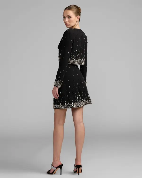 Mac Duggal Embellished Top And Mini Skirt Set