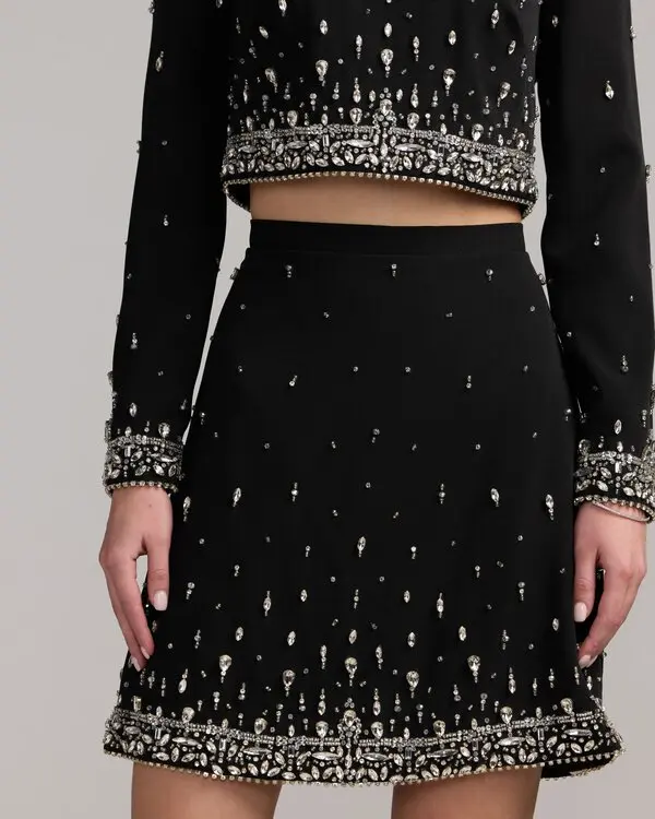 Mac Duggal Embellished Top And Mini Skirt Set