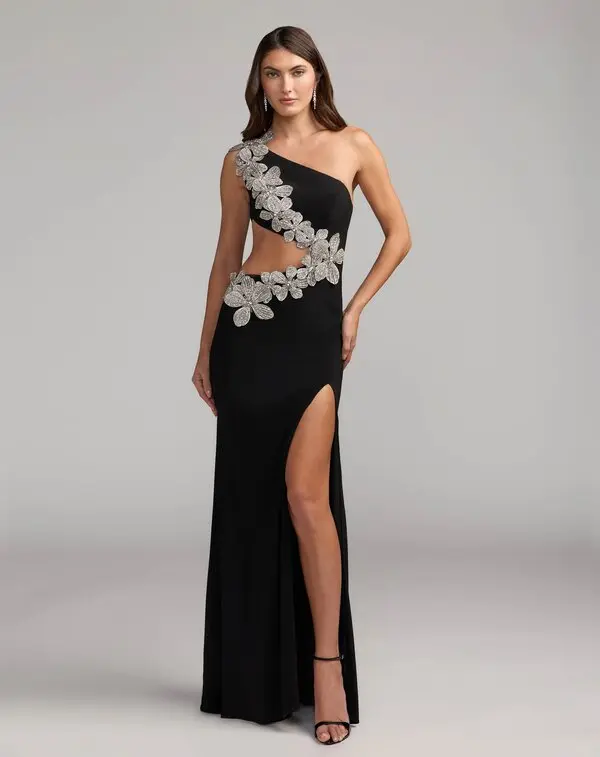 Mac Duggal One Shoulder 3d Floral Jersey Gown