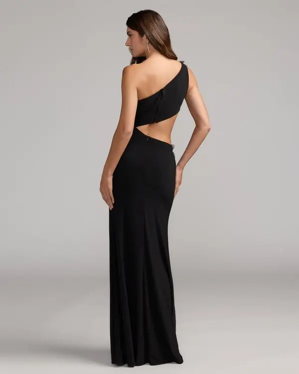 Mac Duggal One Shoulder 3d Floral Jersey Gown