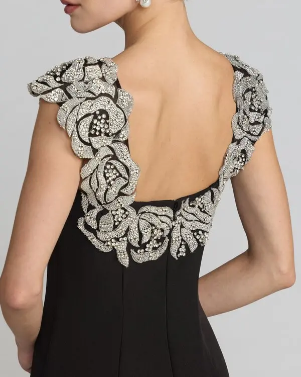Mac Duggal Beaded Floral Appliqu Mermaid Gown