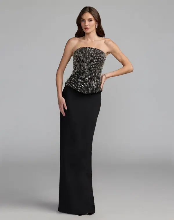 Mac Duggal Embellished Crepe Strapless Column Gown
