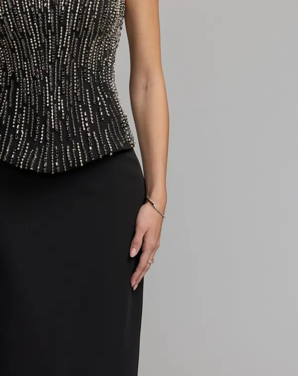Mac Duggal Embellished Crepe Strapless Column Gown