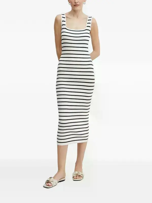 MORGAN Striped Ribbed-knit Midi Dress