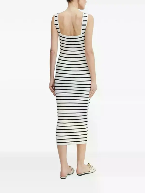 MORGAN Striped Ribbed-knit Midi Dress