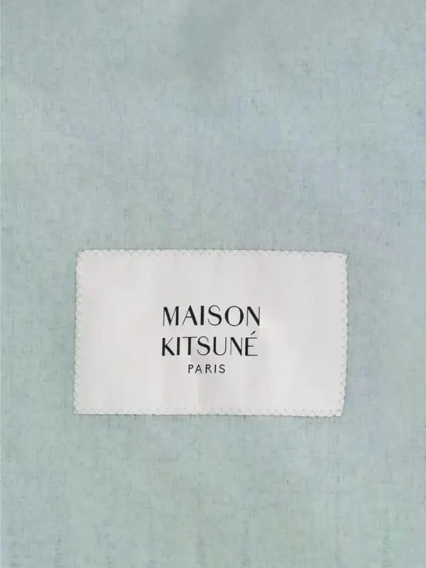 Maison Kitsuné Baby Alpaca Logo-patch Fringed Scarf - Blue