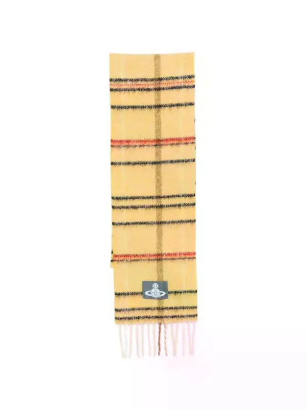 VIVIENNE WESTWOOD Check-pattern Fringed Scarf - Yellow