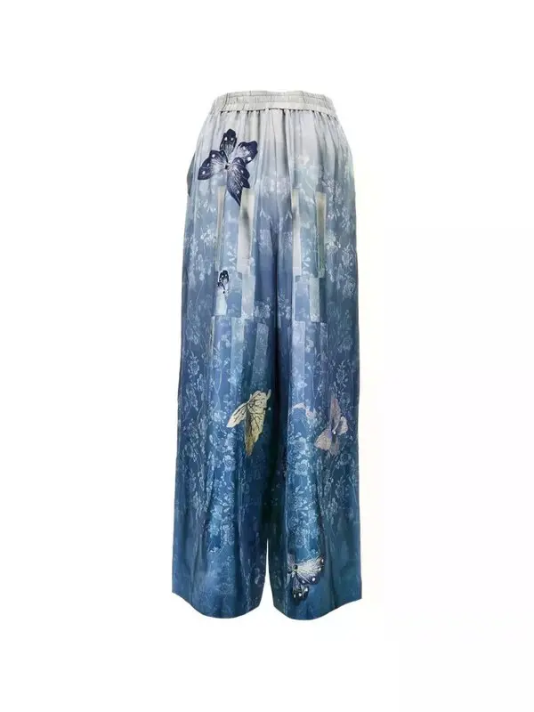 PIERRE-LOUIS MASCIA Butterfly-print Silk Palazzo Pants