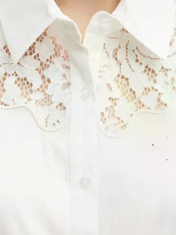 MORGAN Lace-insert Long-sleeve Shirt