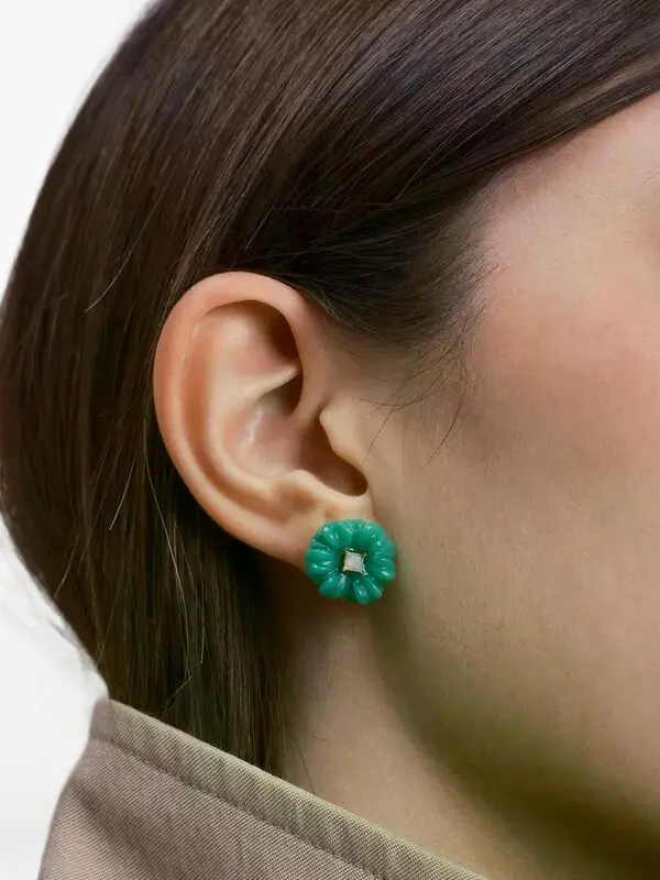 ALIITA Floral-motif Chrysoprase Earrings
