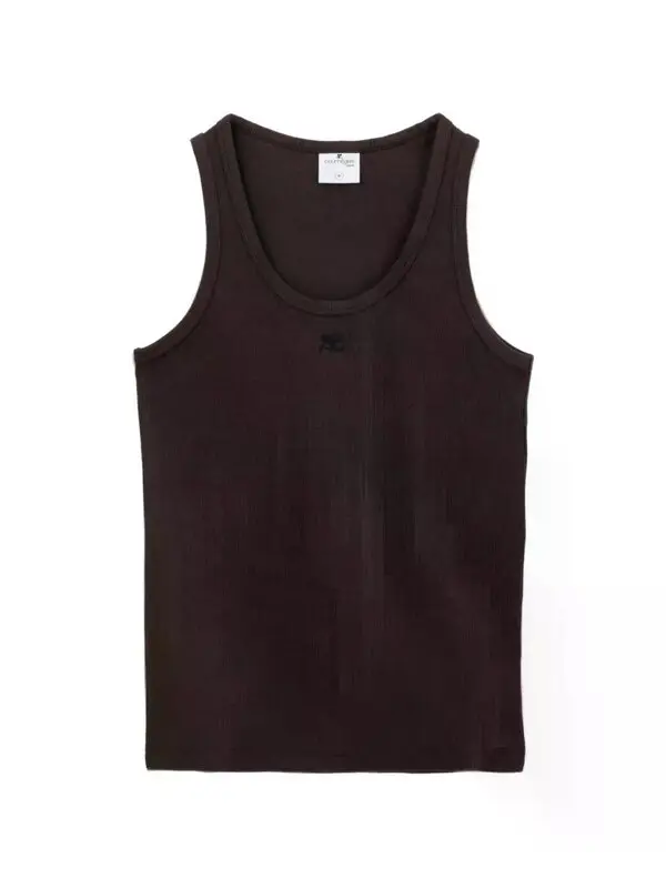COURREGES Logo-embroidered Ribbed Tank Top