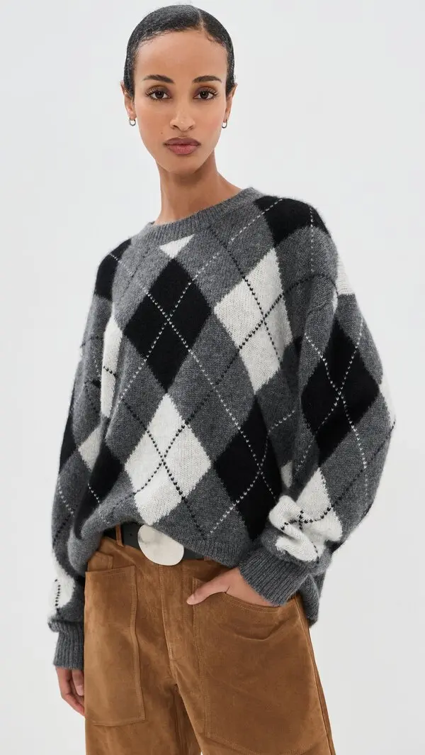 NILI LOTAN Donnika Argyle Cashmere Sweater