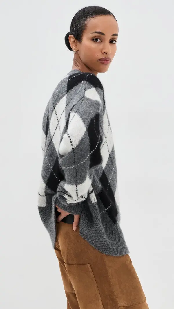 NILI LOTAN Donnika Argyle Cashmere Sweater