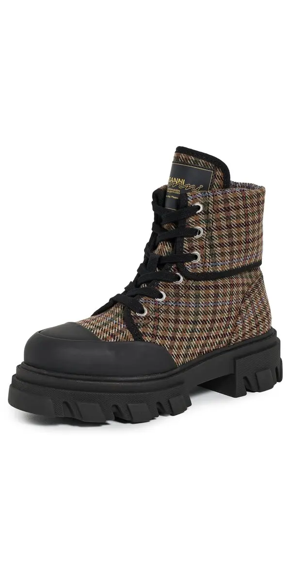 GANNI Cleated Canvas Wool Boots